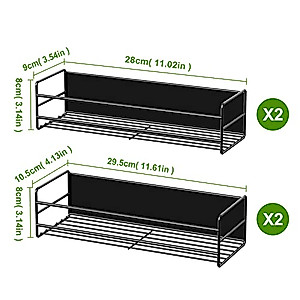 Vetacsion 4 Pack Moveable Fridge Magnetic Spice Racks,Metal Black