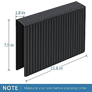 Bligli Silicone Sink Saddle, Large and Durable Sink Divider Mat with No Suction Cups, Kitchen Divided Sink Protector Mat for Glassware Dishes, Easy to Clean and No Smell, 11.8" x 18" (Black)