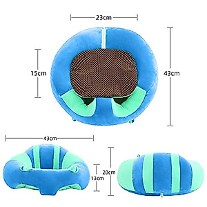 SealSee Baby Support Seat Sofa Plush Soft Animal Shaped Baby Learning to Sit Chair Keep Sitting Posture Comfortable for 3-16 Months Baby (Blue)