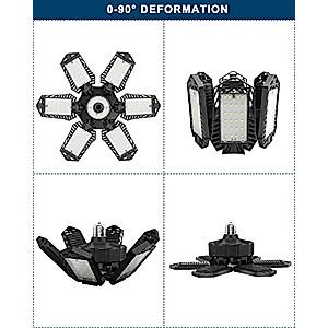 LED Garage Light, NACAMS 100W LED Garage Ceiling Lights with 6 Adjustable Multi-Position Panels, E26/E27 Base LED Shop Light, 6500K Garage Lighting for Workshop, Basement, Shop, Attic, Warehouse, Barn