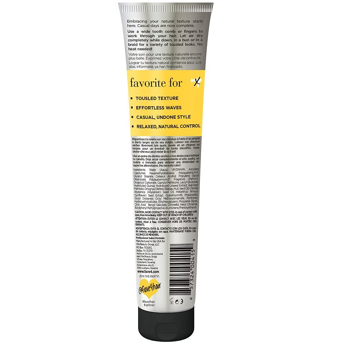 fave4 hair Up for Air Styling Cream, Air Dry Cream for Heat Free Styling & Smoothing, 5.5 fl oz