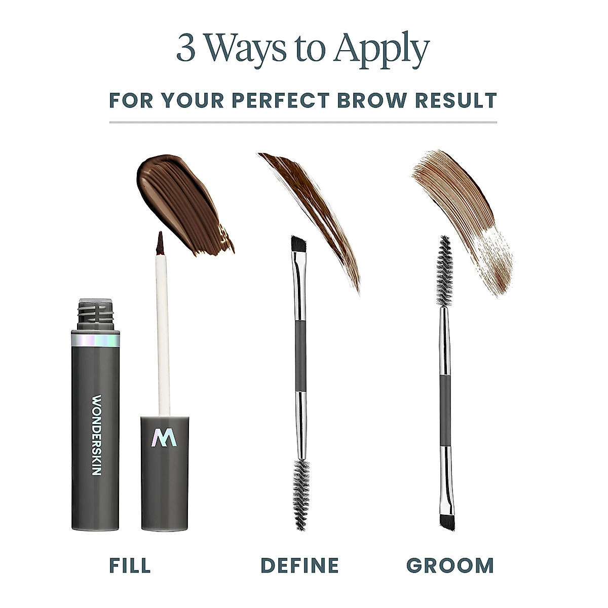 Wonderskin Dream Brow Eye Brow Gel, Transfer Proof Eyebrow Mascara, Long Lasting One-Step Eyebrow Tinted Filler, Dark Brown (Dark Brunette)