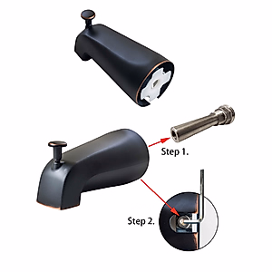 SENTO Slip On Oil Bronze Universal Bathroom Tub Spout with Diverter, Durable Heavy Duty Metal Bathtub Faucet with Shower Diverter - 4 Inches 1/2" Copper Pipe, Oil-Rubbed Bronze