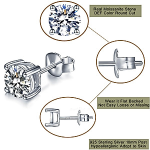 YODEWA Earrings for Women Trendy Hypoallergenic 925 Sterling Silver Moissanite Earrings Studs Jewelry Gifts for Women/Mom - Moissanite 0.6CT