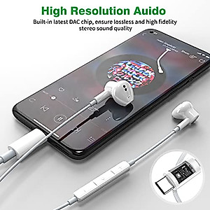 USB C Headphones for iPhone 15 Pro Max Plus,New iPad,Google Pixel 7a 6a 6 5 4XL,HiFi Stereo USB Type C Earphones Magnetic Wired Earbud in-Ear USB-C Headset with Mic for Samsung S23 S22 S21 S20 A54 A53