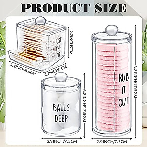 Gerrii 3 Pack Cotton Swab Dispenser, 10oz Cotton Ball Holder Canister Storage Container Bathroom Apothecary Jars with Lids for Rounds Cotton Ball Pad, Makeup Sponges, Hair Accessories