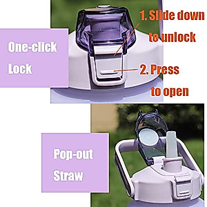 Jinberry Large 2L/64Oz Half Gallon Leakproof Water Bottle with Straw and Time Marker, BPA Free Motivational Sports Water Bottle Jug