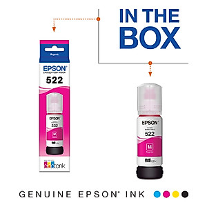 Epson 522 EcoTank Ink Ultra-high Capacity Bottle Magenta (T522320-S) Works with EcoTank ET-2720, ET-2800, ET-2803, ET-2840, ET-4700, ET-4800, ET-4810