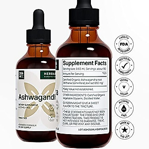Ashwagandha 4 oz Liquid Extract - Herbal Supplement - Natural Stress Relief | Mood Booster | Sleep & Calming Support Tincture - Withania Somnifera Drops - High Potency - 90-Day Supply