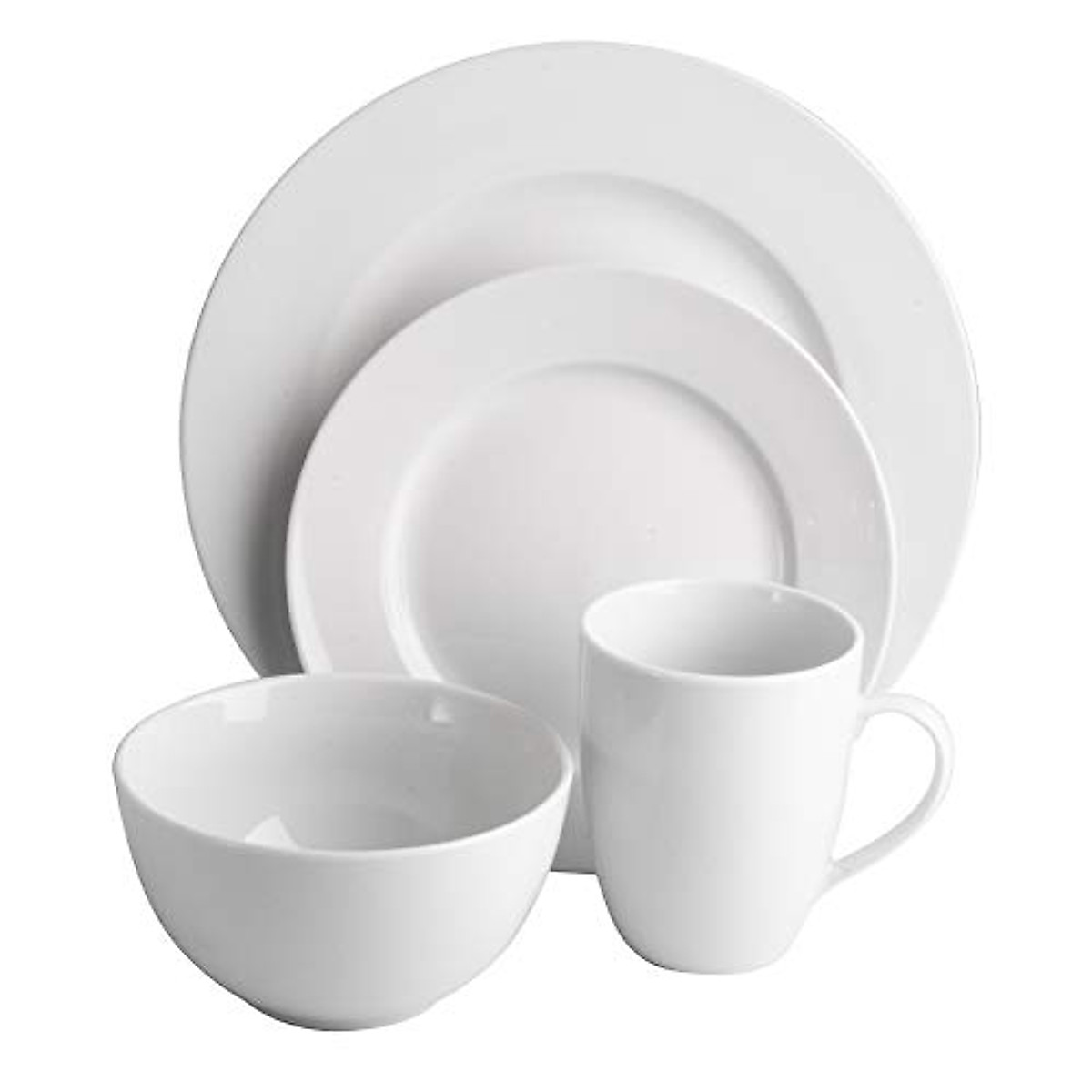 Gibson Home Back to Basics Dinnerware Sets, Round: Service for Four (16pcs), Classic Pearl
