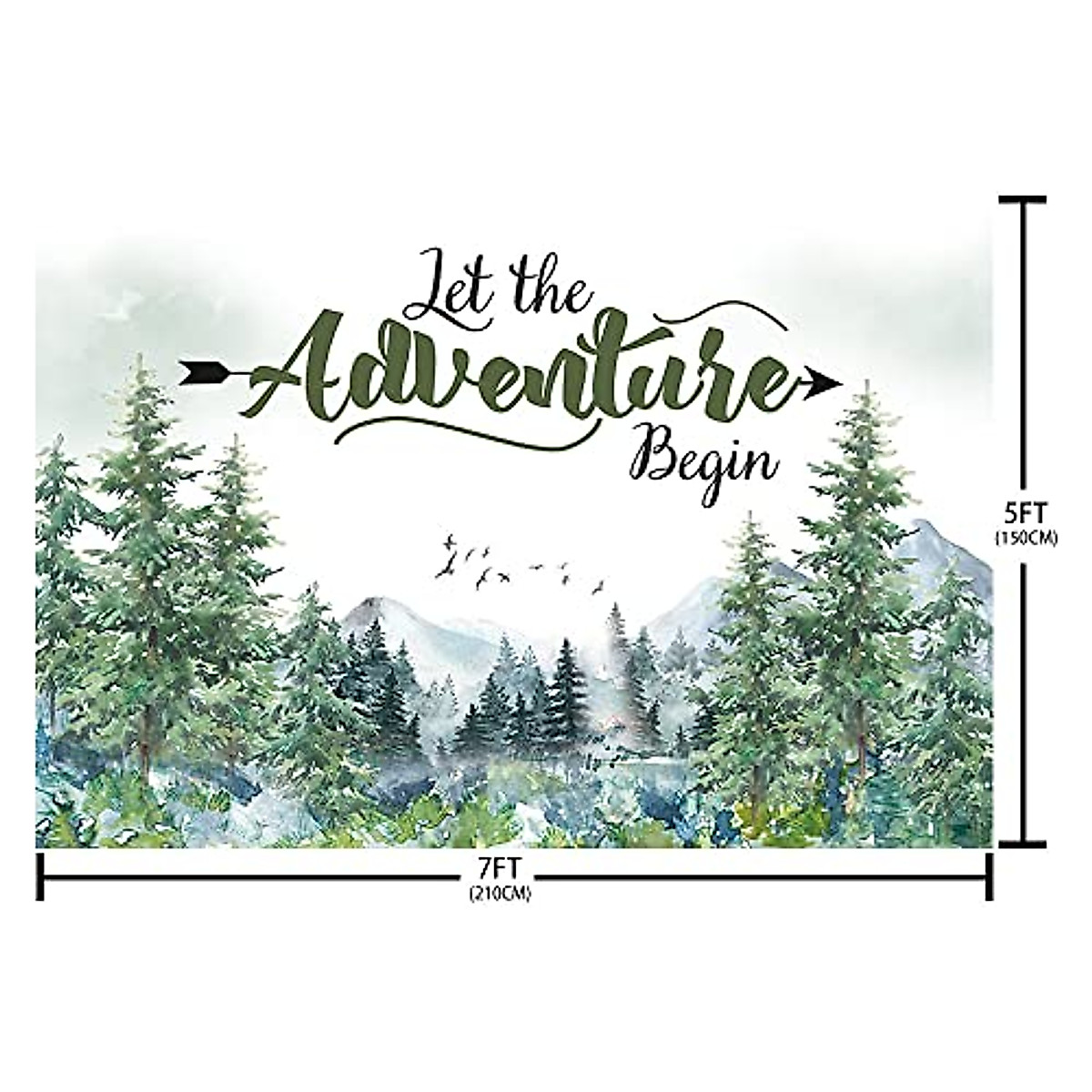 AIBIIN 7x5ft Let The Adventure Begin Backdrop Baby Shower Camper Birthday Wedding Photography Background Mountain Wilderness Adventure Woodland Animal Party Decorations Banner Photo Shoot Studio Props