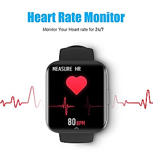 Joombonpia Smart Watch for Android Phones iPhone Compatible 1.71''Touch Screen Fitness Tracker with Heart Rate Blood Oxygen Sleep Monitor IP68 Waterproof Smart Watches for Men(Black)