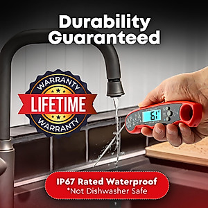 Grill Tech Instant Read Meat Thermometer for Grill and Cooking. Superior Waterproof Lightning Fast Digital Thermometer with Backlight & Calibration. Digital Food Probe for Kitchen and BBQ!