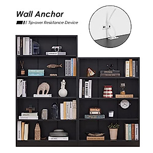 Soohow Modern 5-Tier Shelf Bookcase Storage Bookshelve with Adjustable Shelves for Living Study Room,Black