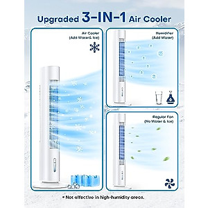 BALKO Evaporative Air Cooler, 35-INCH Windowless Air Conditioner Portable for Room w/Removable Water Tank, Remote & 7H Timer, 60° Oscillation Swamp Cooler, Tower Cooling Fan for Bedroom Home Office