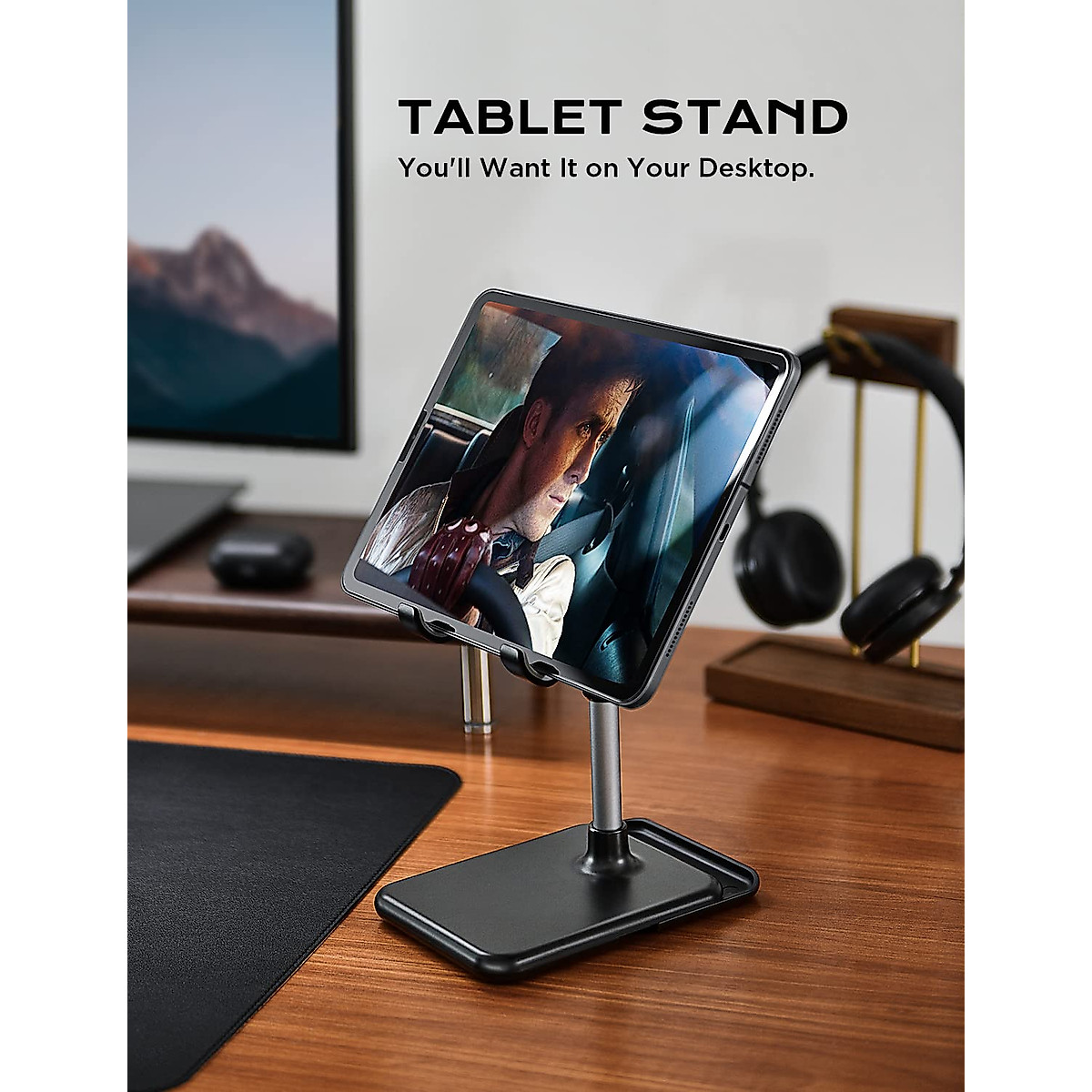LISEN Cell Phone Stand Tablet Stand Holder [Never Tip Over] iPad Stand for Desk iPad Stands and Holders for Desk Compatible with All Tablets & Smartphones