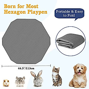 Pawaboo Hexagon Washable Liner for Small Animals, Portable Reusable Guinea Pig Playpen Pad Hamster Cage Pee Pad, Super Absorbent Portable Waterproof Mat for Rabbit, Chinchilla, 【Playpen not Included】
