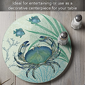 Counterart Oceana 4mm Heat Tolerant Tempered Glass Lazy Susan Turntable 13" Diameter Cake Plate Condiment Caddy Pizza Server