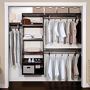 John Louis Home Deluxe 16 in. Deep Solid Wood Closet Organizer, Woodcrest, Espresso Finish
