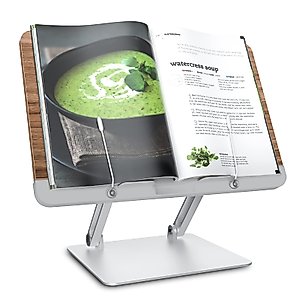 viozon Book Stand for Reading, Wooden Cookbook Holder, Adjustable Height&Angle, Aluminum Alloy, Foldable & Portable, for Office, Kitchen, School. Kids & Adults Textbook, Recipe, Magazine, Tablet-