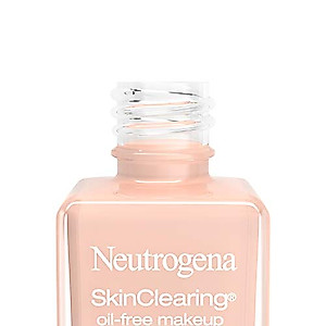 Neutrogena SkinClearing Oil-Free Acne and Blemish Fighting Liquid Foundation with.5% Salicylic Acid Acne Medicine, Shine Controlling Makeup for Acne Prone Skin, 20 Natural Ivory, 1 fl. oz