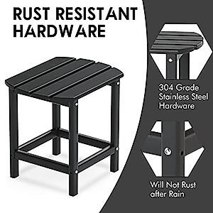 DAILYLIFE Side Table, Plastic Outdoor Adirondack End Table, Patio Coffee Table, Weather Resistant, Pool Composite Outdoor Tables for Patio Deck Garden, Backyard & Lawn Furniture
