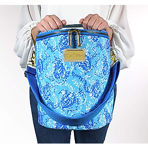 Lilly Pulitzer Blue Insulated Beach Cooler with Adjustable Strap, Turtley Awesome
