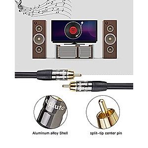 RCA Cable, RCA to RCA Audio Cable,Subwoofer Cable Dual Shielded with Gold Plated RCA to RCA Connectors-Black (8FT)