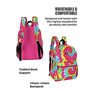 Dickies Freshman Backpack Classic Logo Water Resistant Casual Daypack for Travel Fits 15.6 Inch Notebook (Pink Tie Dye)