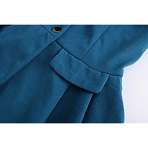 PLAZRU Double Breasted Faux Fur Collar Jacket Lapel Pea Coats for Women Winter Long Trench Coat with Belt Elegant Swing Coat