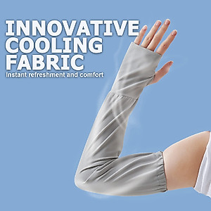 SayWow UV Sun Protection Arm Sleeves for Women Loose-Fit UPF 50+ Cooling Skin Protective Cover, Grey, Free size, USAG-1