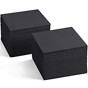 Disposable Linen-Feel Cocktail Napkins, 200-Pack 5" x 5" BLACK Paper Beverage Napkins For Bar, Restaurant And Café, Dessert Napkins For Party, Wedding Or Event