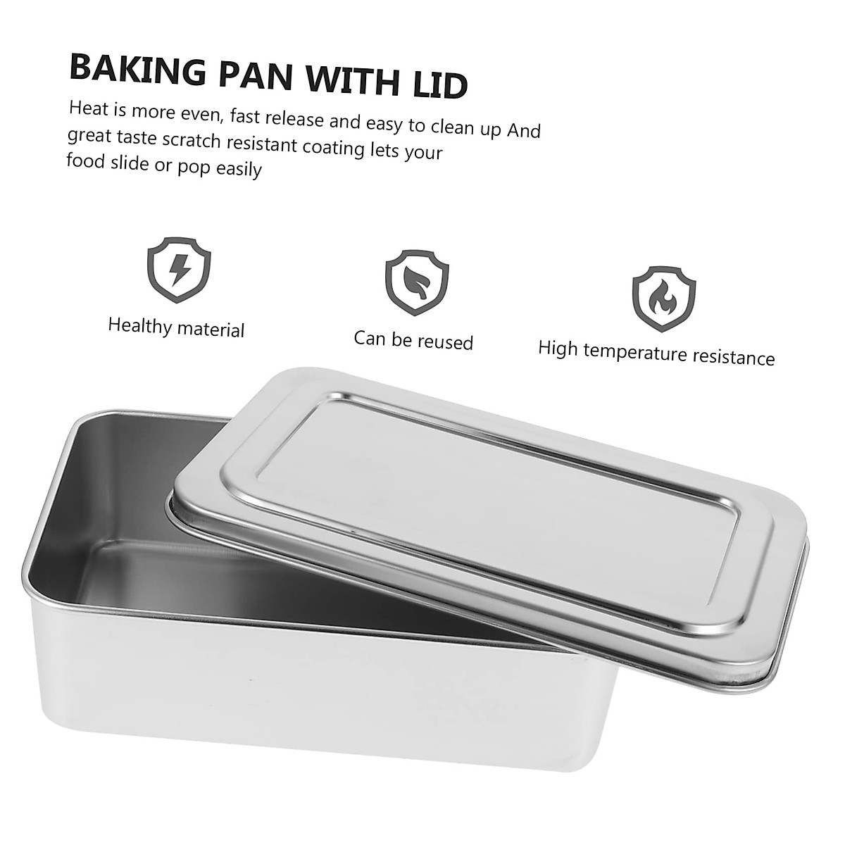 GOOHOCHY Stainless Steel Cake Baking Box with Lid Versatile Bread Baking Pan for Cakes and Bread and Easy to Clean Bakeware