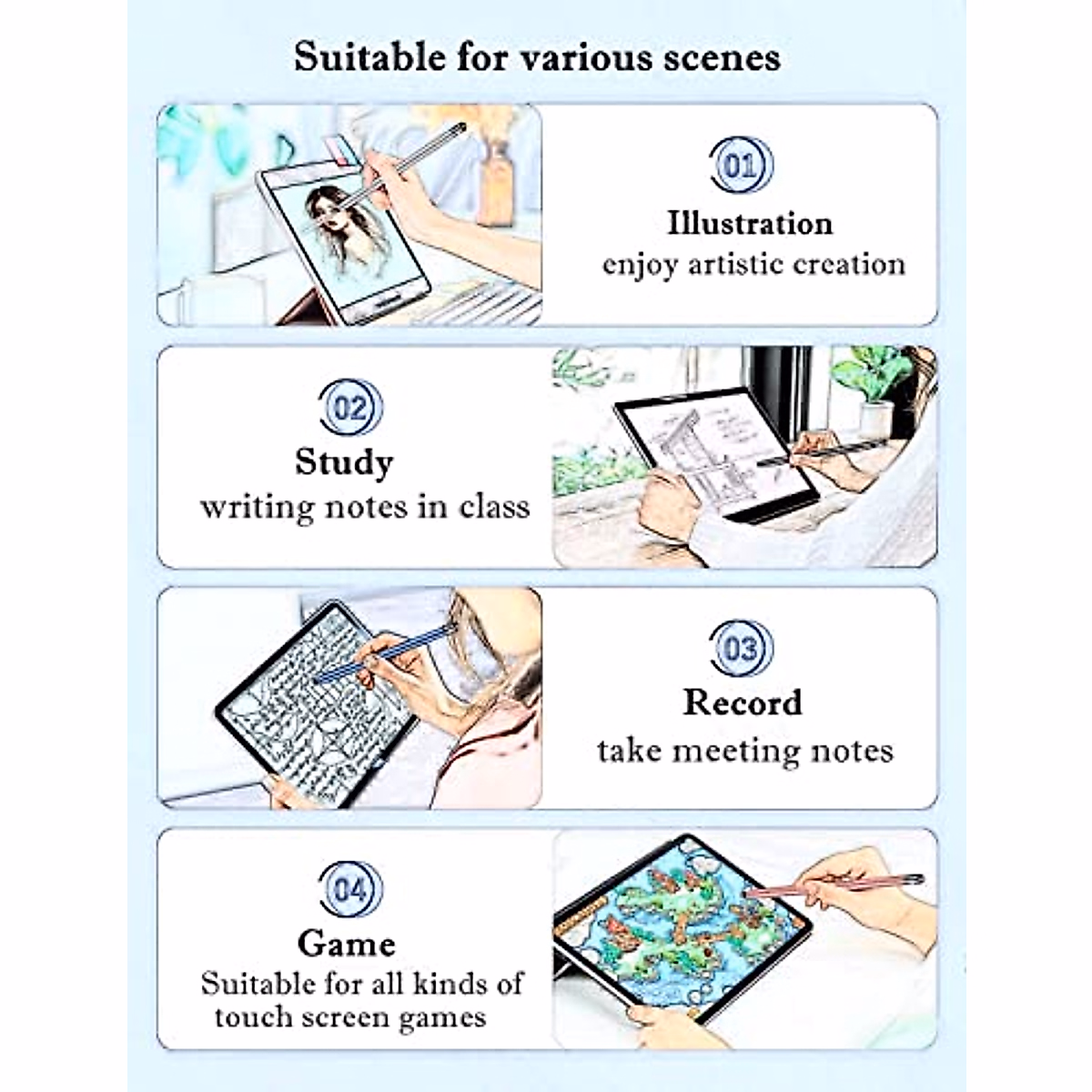 Smozer Stylus Pens for Touch Screens(2-Pack), Sensitivity & Precision Stylus Pens for iPhone/iPad Pro/Samsung Galaxy/Tablets and All capacitive Touch Screen Devices + 4 Replaceable Rubber Tips