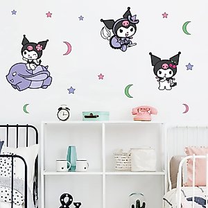 Baby Girls Wall Decor Anime Wall Decals Removable Vinyl Cute Wall Stickers for Kuromi's Room Wall Art Stickers Baby Nursery Girls Bedroom Wall Art Decor