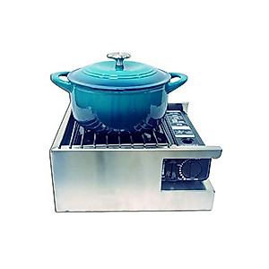Butane stove silver frame, Stainless steel, Windproof, Kitchen, Indoor-Outdoor, Housing, 14''Lx12''Wx5.5''H