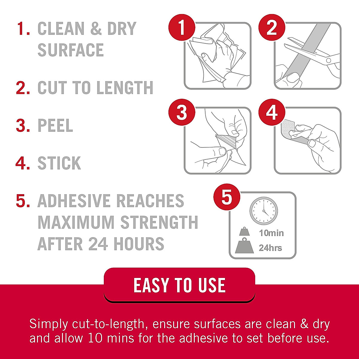 VELCRO Brand Sticky Back Strips with Adhesive | 4 Count | Black 3 1/2 x 3/4 In | Hook and Loop Fasteners for Home Organization, Classroom or Office