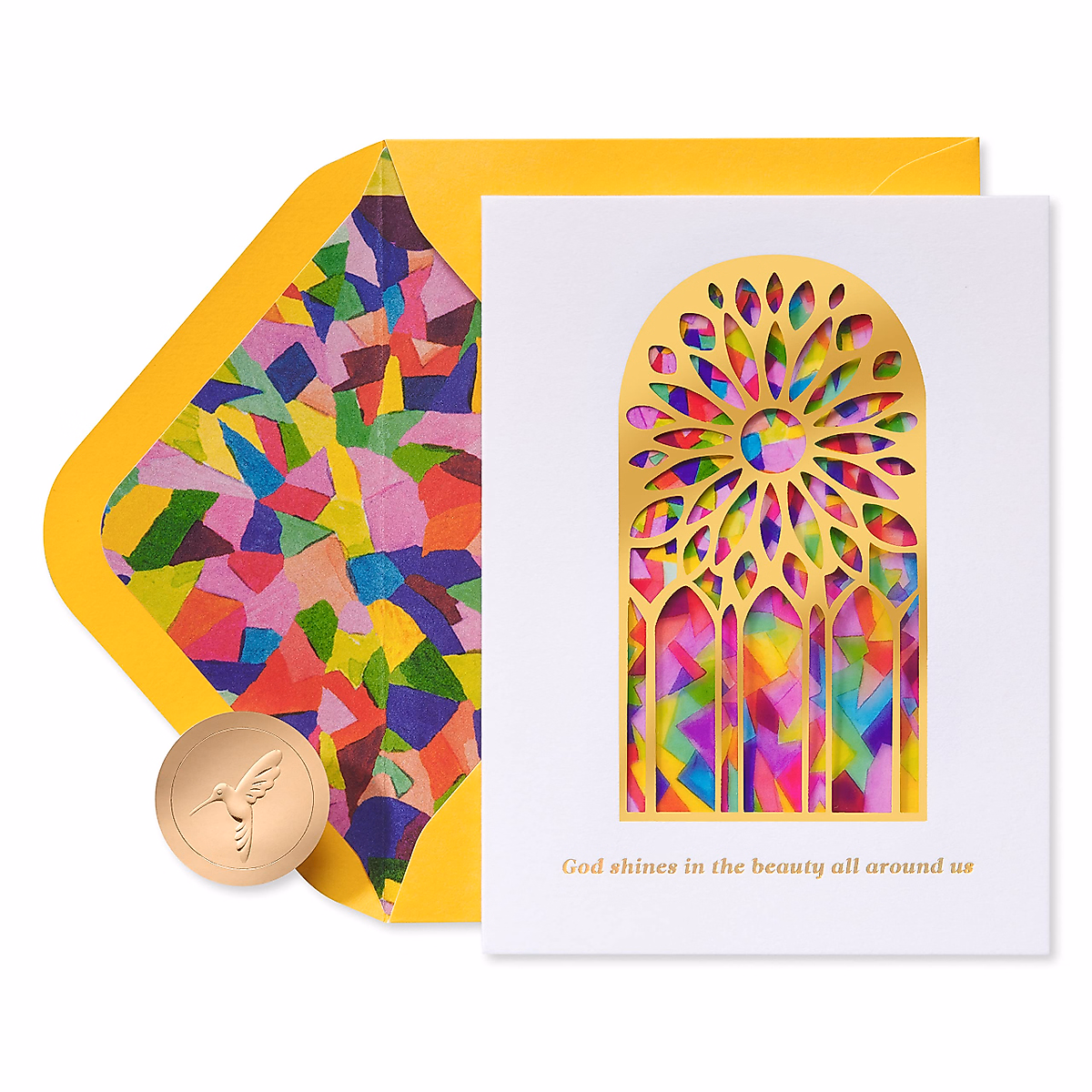 Papyrus Religious Birthday Card - Illustrated by Sandra K Pena (God Shines In You, Stained Glass)