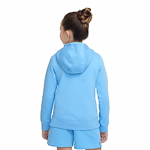 Nike Girls NSW Pullover Hoodie (Medium, Baltic Blue/White)