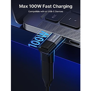 JSAUX 90 Degree USB-C Male to USB-C Female Adapter, Right Angle 2-Pack 40Gbps Data Transfer 100W USB Type C PD Extender Compatible with ROG Ally, Steam Deck, Switch and More Laptop, Tablet, Phone