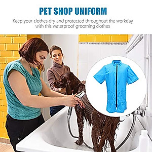 UKCOCO Pet Grooming Smock- Dog Grooming Smock with Full Zipper Anti- Static Pet Grooming Work Clothes Pet Beautician Jacket Smock Dog Cat Groomer Cosmetologist Uniforms for Pet Shop for Men& Women