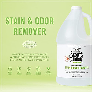 SKOUT'S HONOR: Professional Strength Stain and Odor Remover - Deodorize and Clean Pet Stains, Dog Crates, Carpets, Furniture and Other Water-Safe Surfaces - Laundry Safe - 128 fl oz