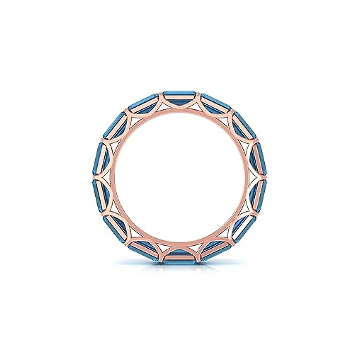 Natural London Blue Topaz Eternity Band for Women, AAA Quality, Certified Topaz Anniversary Ring (Ready to Gift), 14K Rose Gold, Size:US 7.50