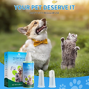 Morikey Pet Oral Spray Clean Gentle Bad Breath Treatment, Cleaning for Teeth, Gums and Oral Health Care for Your Dogs and Cats 2 Teeth Brushes Included 4.06 Fl Oz