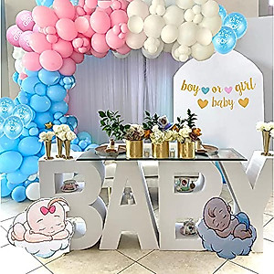 Gender Reveal Balloons,50 Pcs Pink Blue White Latex Balloons For Baby Shower Gender Reveal Supplies and Decorations