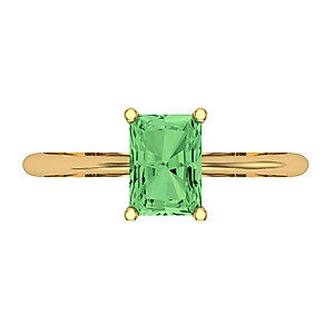 Clara Pucci 1.0 ct Radiant Cut Solitaire Green Simulated Diamond Bridal Designer Anniversary Engagement Ring 14k Yellow Gold