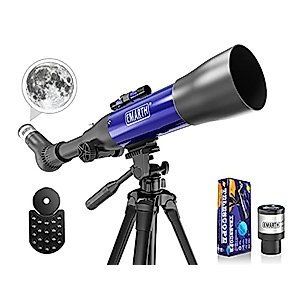 Emarth Telescope for Adults, 70x500mm AZ Astronomical Refractor Interstellar Telesocpe for Beginners Adults, Scope with Tripod, Phone Adapter, Star Finder, STEM Gift, Blue
