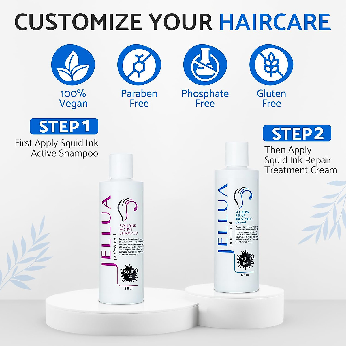 Jellua Squidink Active Shampoo and Repair Treatment Cream 8.0 Oz Duo