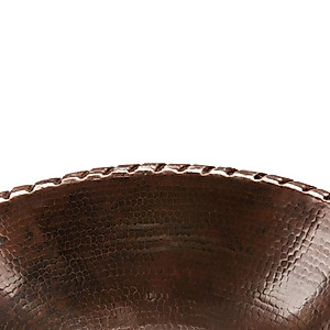 Premier Copper Products LO19RRDB 19-Inch Oval Roped Rim Self Rimming Hammered Copper Sink, Oil Rubbed Bronze
