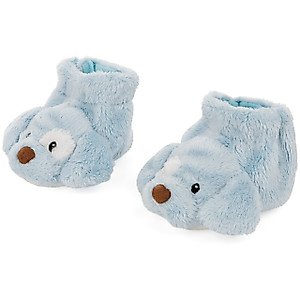 Baby GUND Spunky Puppy Rattle Booties Plush Baby Infant Shoes, Blue, One Size Fits All